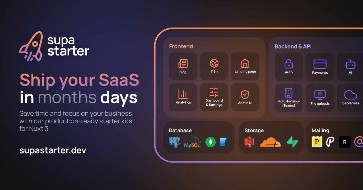 supastarter - SaaS starter kit for Next.js and Nuxt supastarter - SaaS starter kit for Next.js and Nuxt